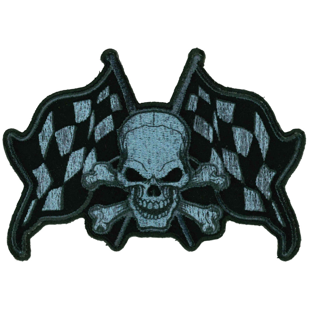 Hot Leathers Skull And Checkered Flags 4" Patch – Brock Black Designs