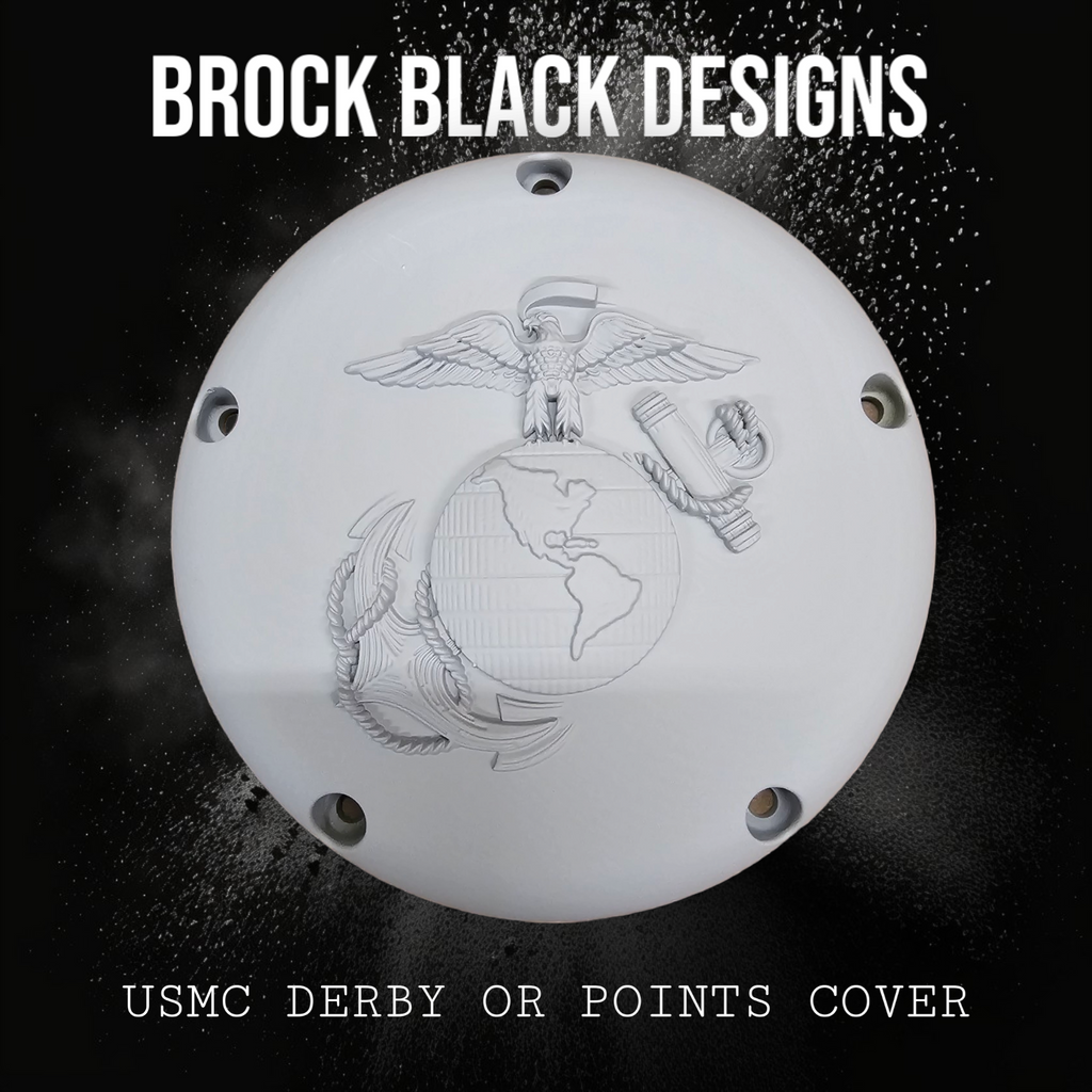 3D USMC Derby cover and points cover – Brock Black Customs