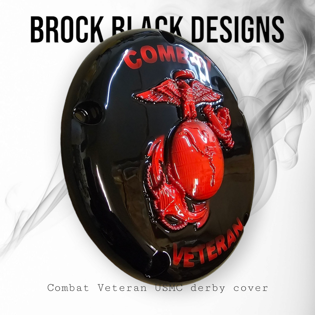 3D USMC Derby cover and points cover – Brock Black Customs