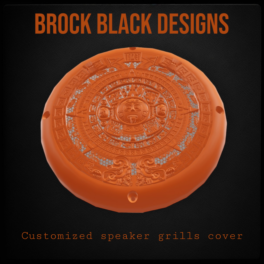 A set of bag Aztec calendar speakers covers – Brock Black Customs