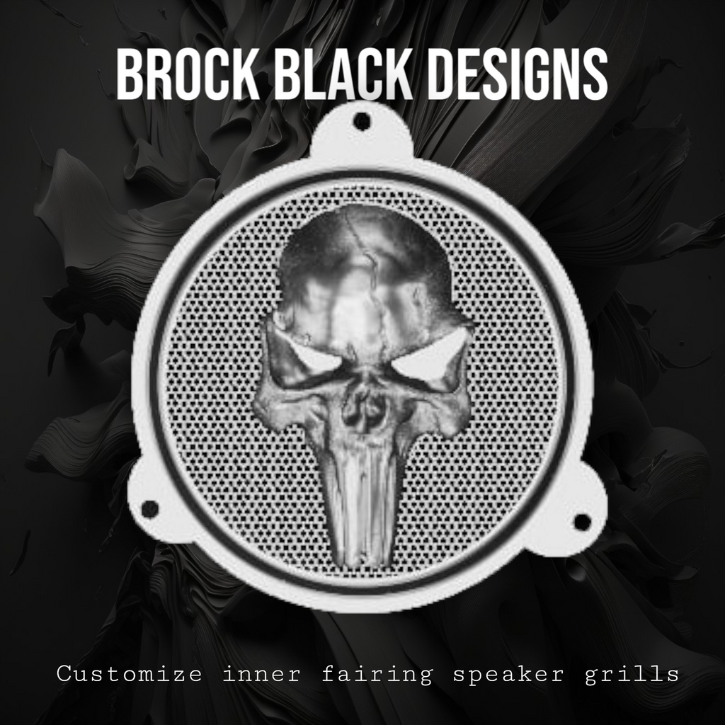 Harley inner Touring 3D Punisher skull speakers grill covers set ...