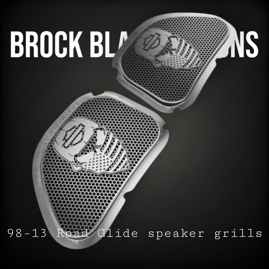 98-2024 Road Glide 3D skull speakers grill covers set – Brock Black Customs