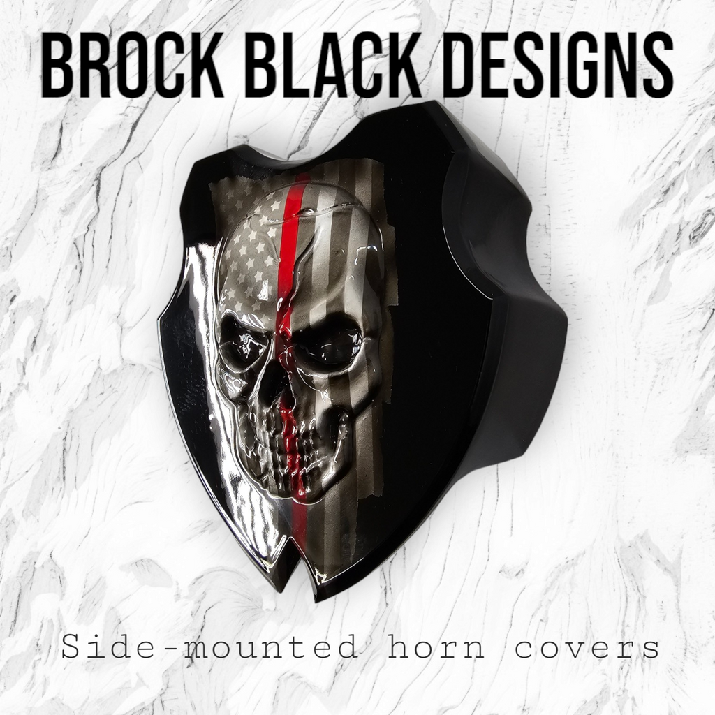Side-mounted horn 3D skull with tattered American flag – Brock Black ...