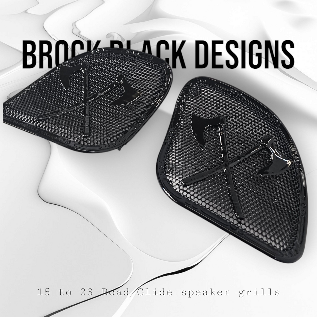 98-2024 Road Glide 3D Axe speakers grill covers set – Brock Black Customs