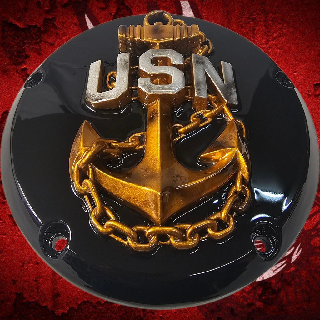 USN Harley derby cover – Brock Black Customs