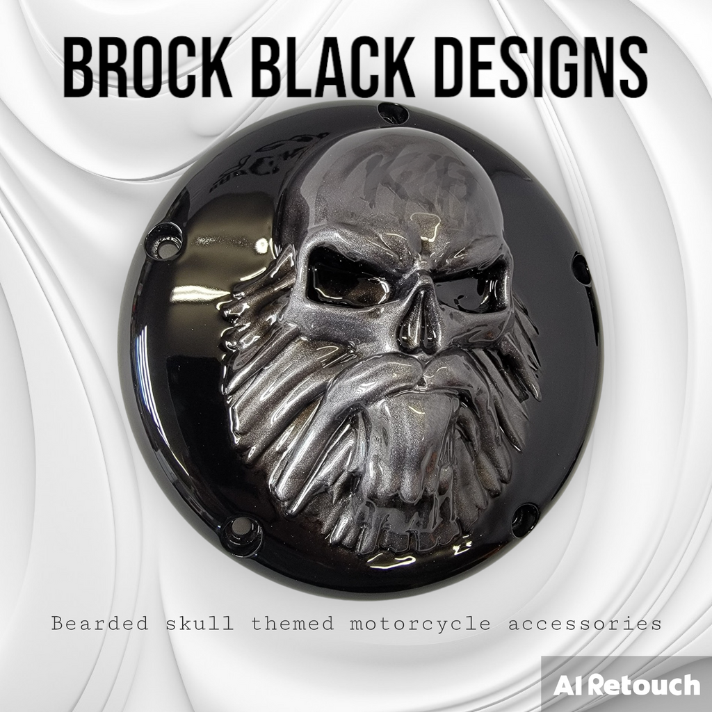 3D bearded skull derby cover and points cover – Brock Black Customs