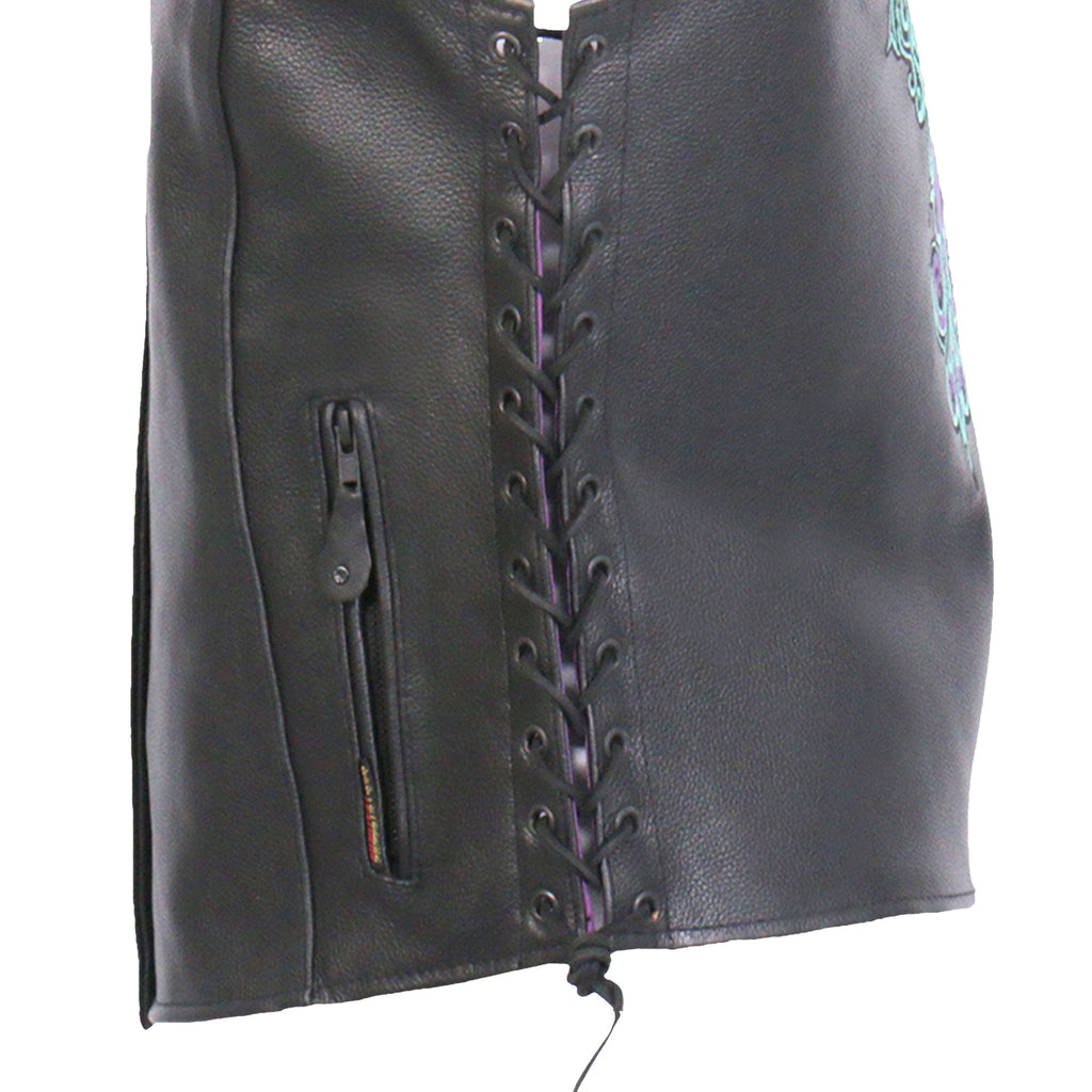 Hot Leathers VSL2001 Ladies Black motorcycle style 'Fleur De Lis Cross ...