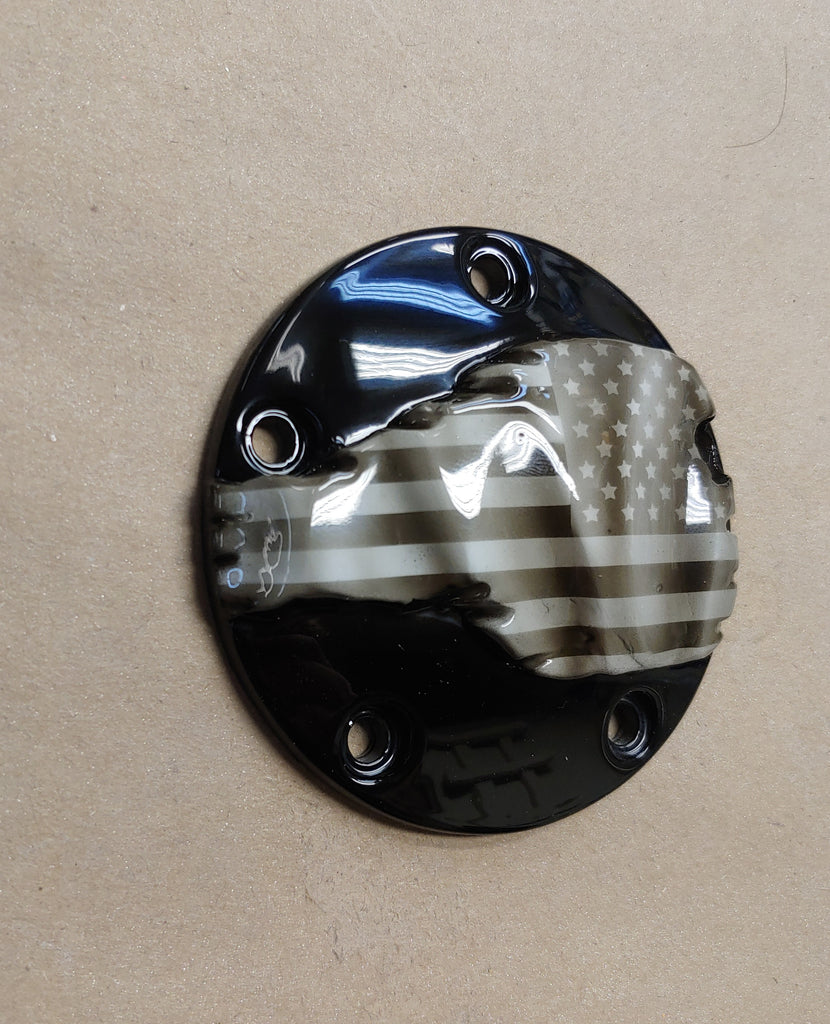 Tattered flag Harley points cover – Brock Black Customs