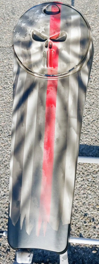 Firefighter themed Punisher Harley console – Brock Black Customs