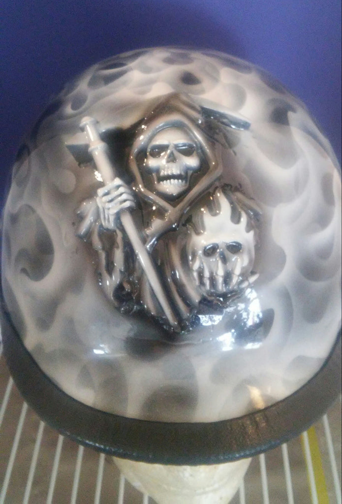 Harley Half Motorcycle Grimm Reaper helmet – Brock Black Customs