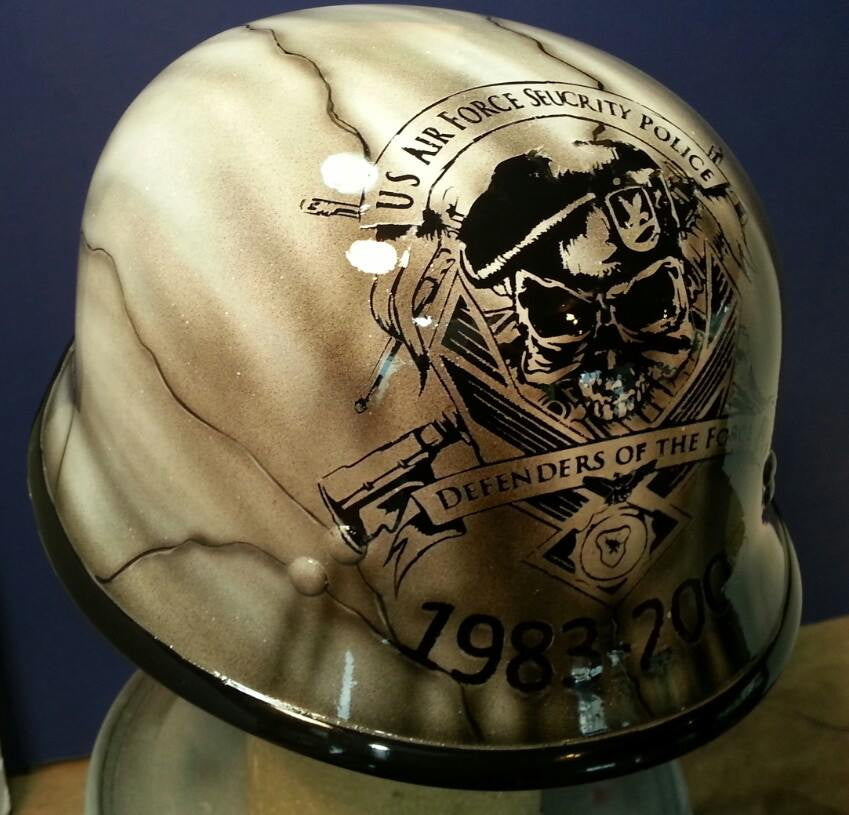 Harley Helmet Air Force Police Logo and American Flag – Brock Black Customs