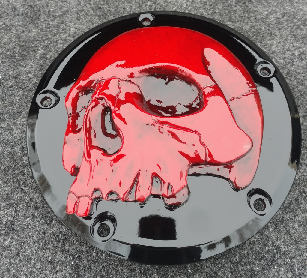 Harley Davidson derby cover and point covers of twisted red skull ...