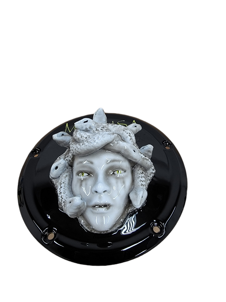 Harley Davidson Derby cover with Medusa – Brock Black Customs