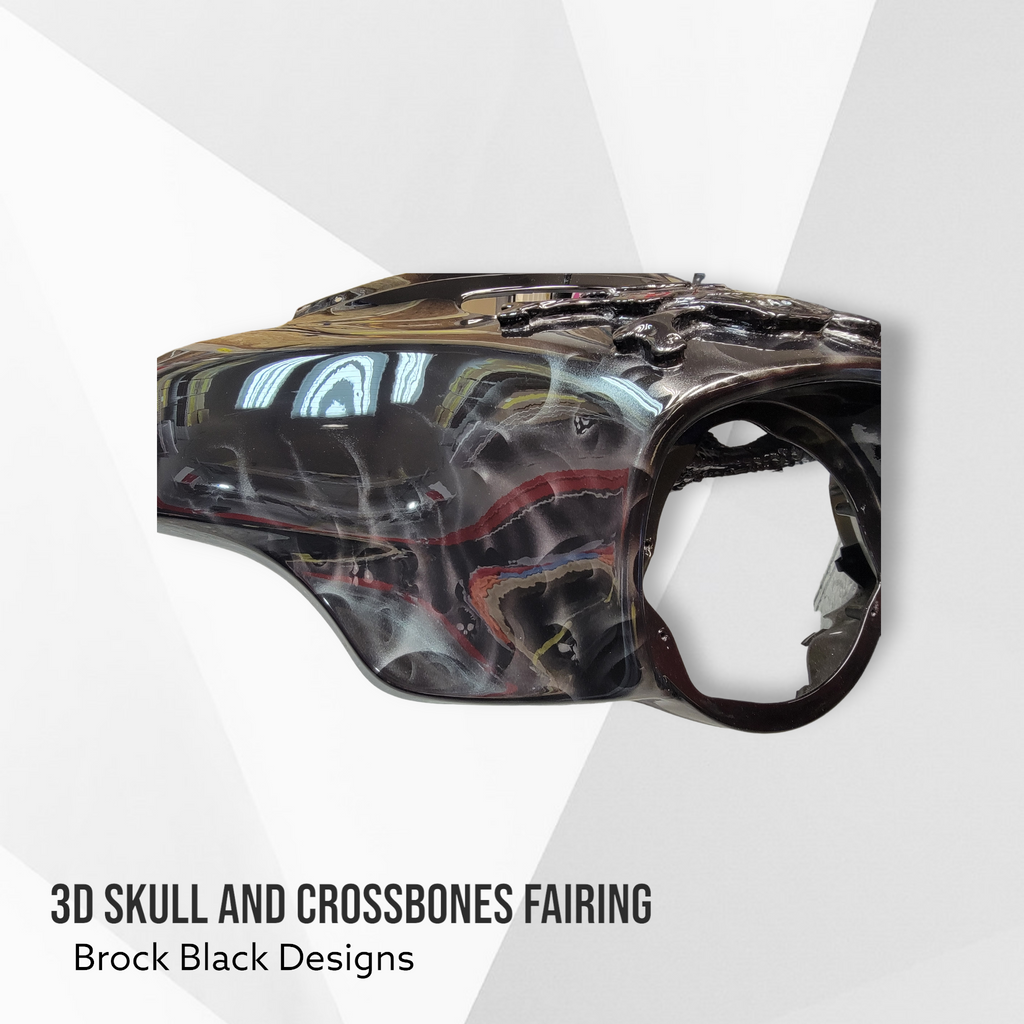 Skull and crossbones fairing batwing – Brock Black Customs