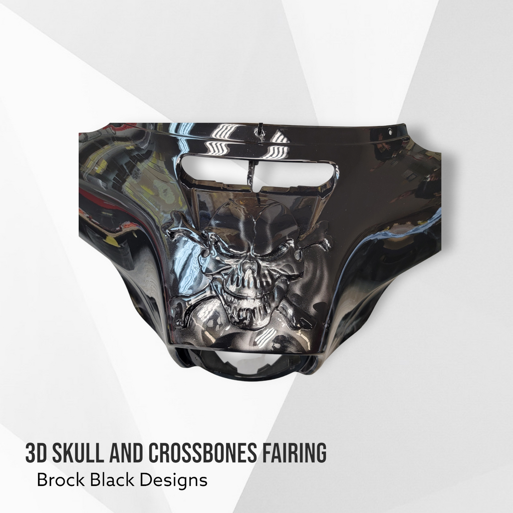 Skull and crossbones fairing batwing – Brock Black Customs
