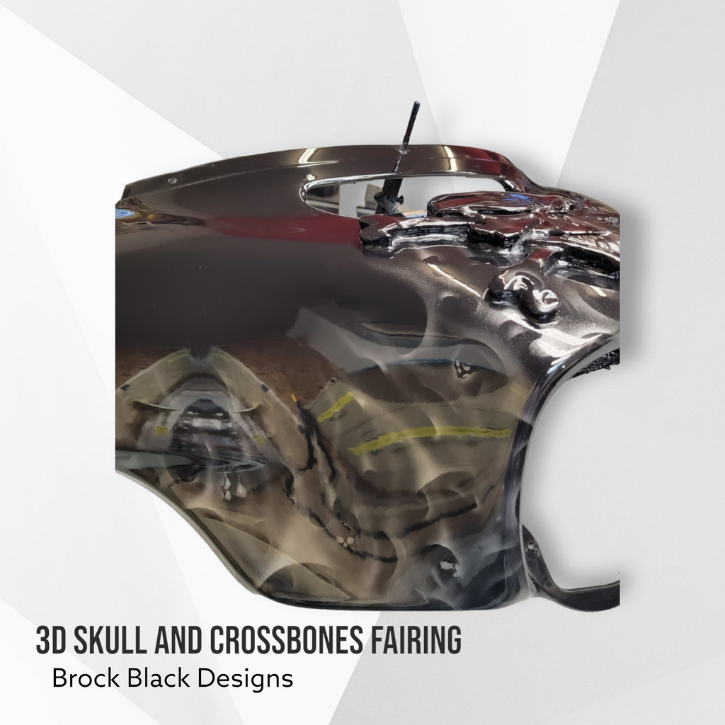 Skull and crossbones fairing batwing – Brock Black Customs