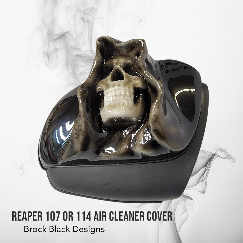 Grim reaper air cleaner cover – Brock Black Customs
