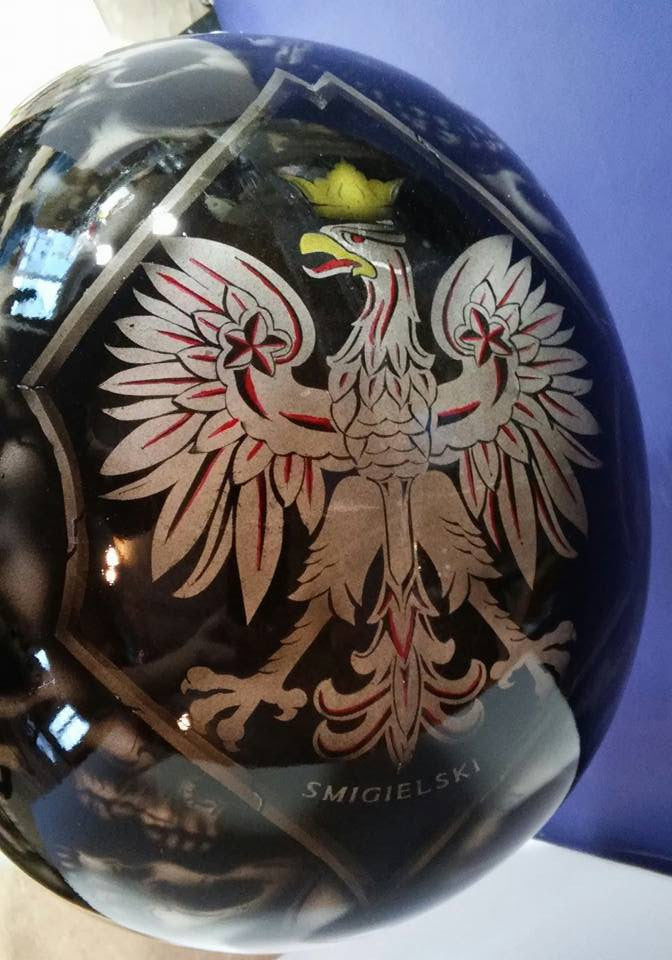 Custom Polish Eagle with skulls theme helmet – Brock Black Customs